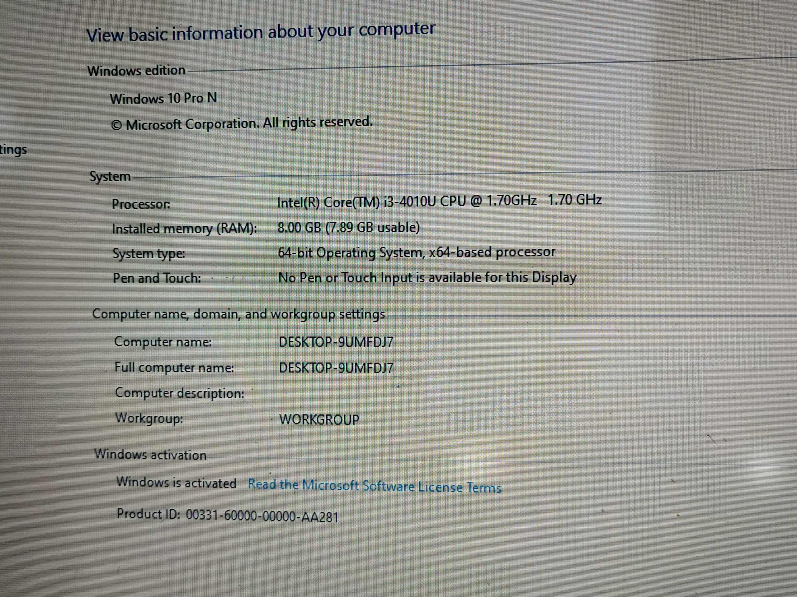 Asus X550LN Intel Core i3-4010U @ 1.70GHz | 256 GB SSD | 8 GB RAM | 2 ...
